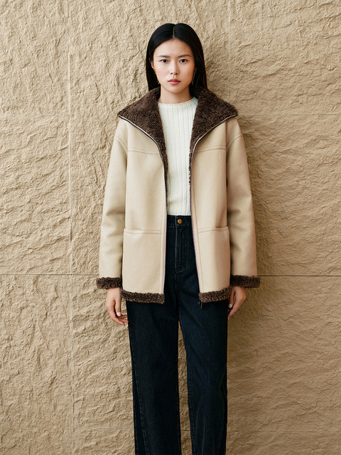 Bain style INSUN Enchang specially chooses winter large lapel design ...