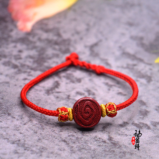 Peach Blossom Braided Rope Bracelet Necklace Finished Semi-finished Red ...