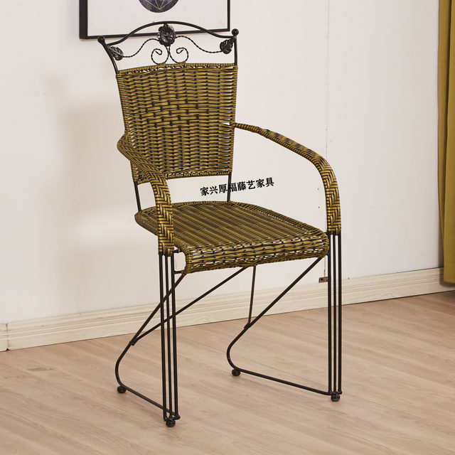 Wicker chair light luxury chair ins bedroom simple single rattan iron ...