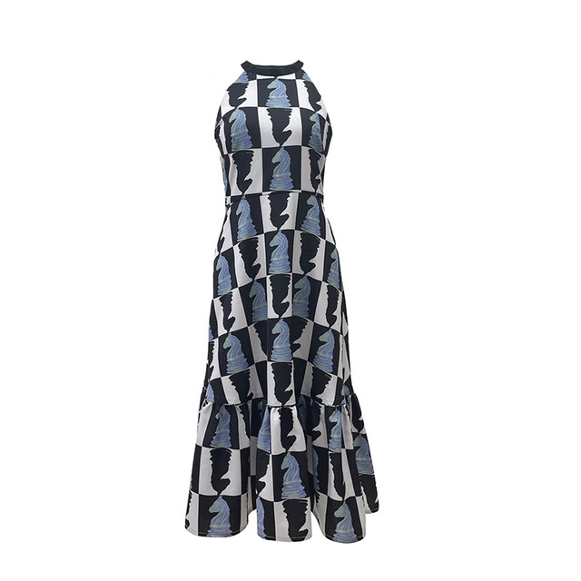 XUNRUO Xunruo designer brand halter neck long dress 24 Xia Xin original ...