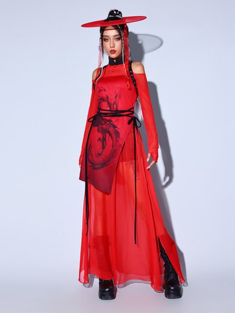 Chinese style jazz performance costume new style sport red women's ...