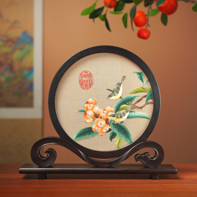 Suzhou embroidery double-sided embroidery panda ornaments hand ...