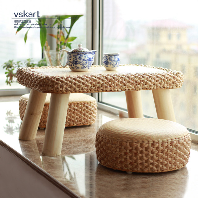 Rattan bay window small coffee table day -style window sill small table ...
