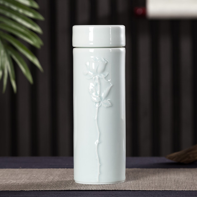 Double-layer ceramic insulated cup with ceramic filter tea cup large ...