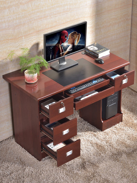 1.4m commercial office desk computer desk 1.6m desktop with lock pull ...
