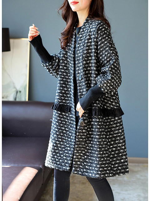 Poishi V -neck stripes bright silk loose coat 2025 knitted stitching ...