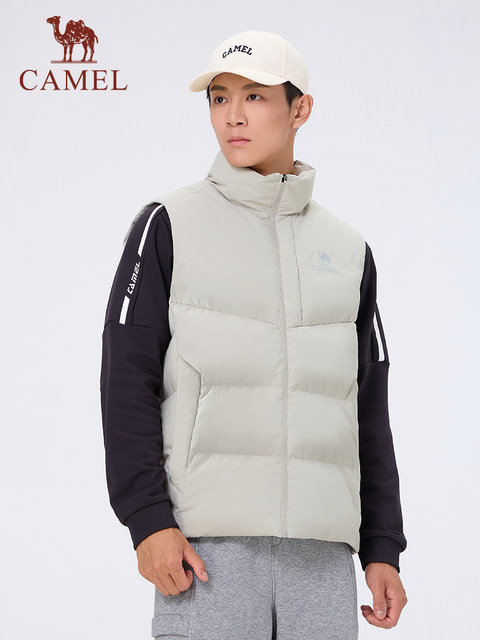 Camel Armor Sports Down Stand Collar Vest Men's 2024 Winter New Style ...