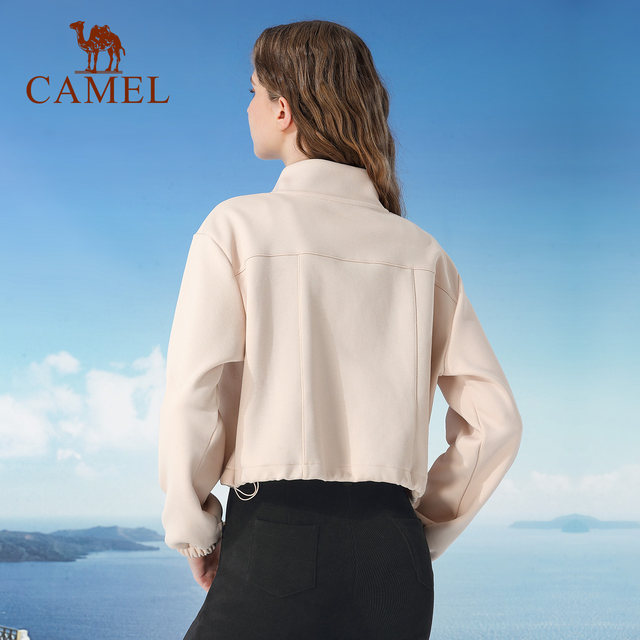 Camel Short Women's Jacket 2024 Autumn New Stand Collar Windproof ...