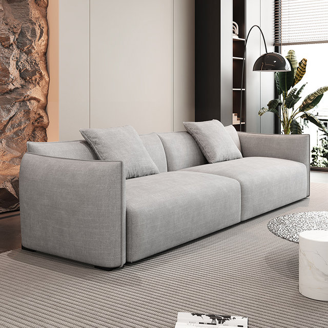 Cotton and linen fabric sofa, Italian style minimalist black bean straight row large and small ...