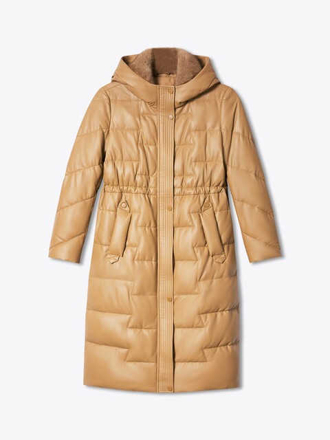 PSALTER Psalm Leather Down Mink Fur Collar Hooded Drawstring Gooseberry ...