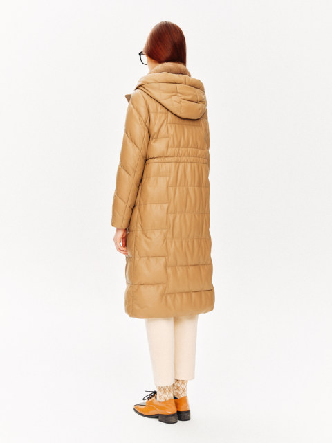 PSALTER Psalm Leather Down Mink Fur Collar Hooded Drawstring Gooseberry ...