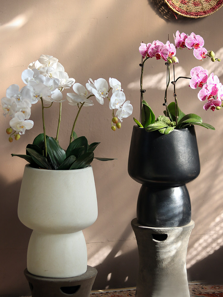 Nordic Simple Magnesium Mud Tall Flowerpot - Personalized High-Foot ...