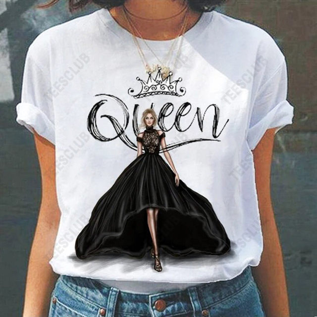 Vogue Queen Women t Shirt 2020 New European and American Queen Print ...