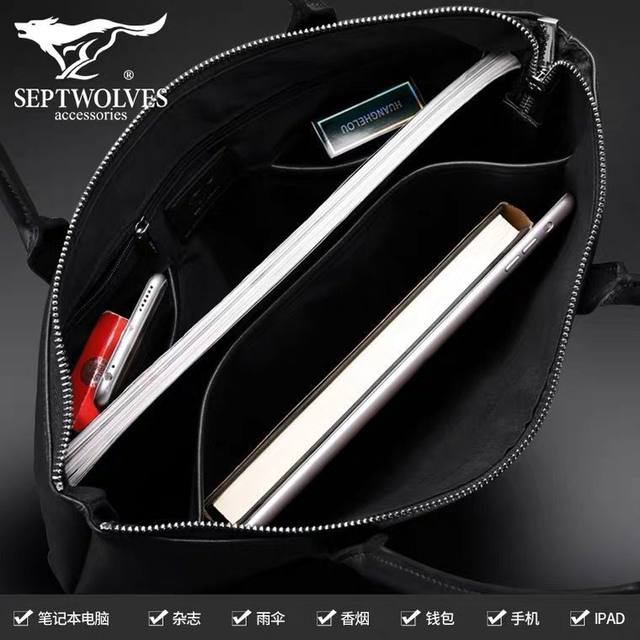 SEPTWOLVES men's bag business briefcase men's fashion casual handbag ...