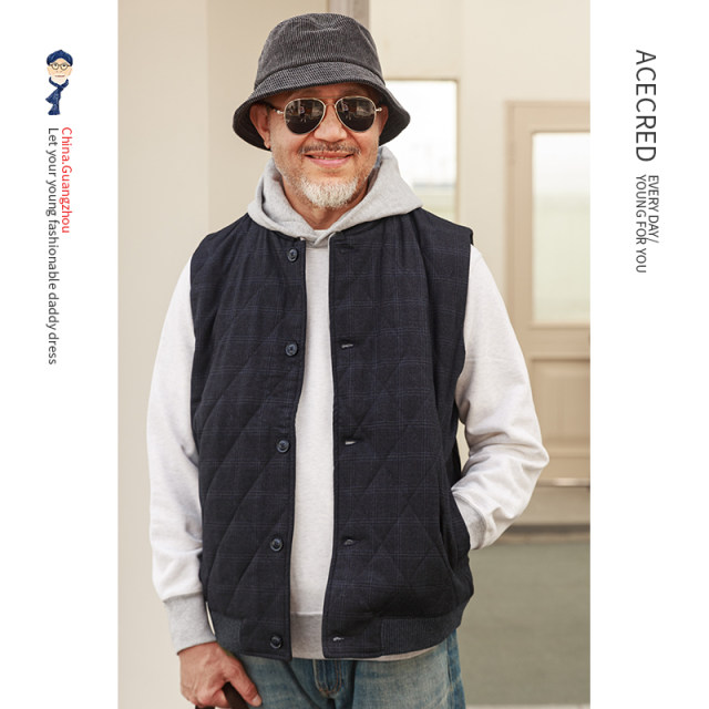 Dad's winter cotton vest men's autumn and winter warm and loose elderly, the elderly, the ...