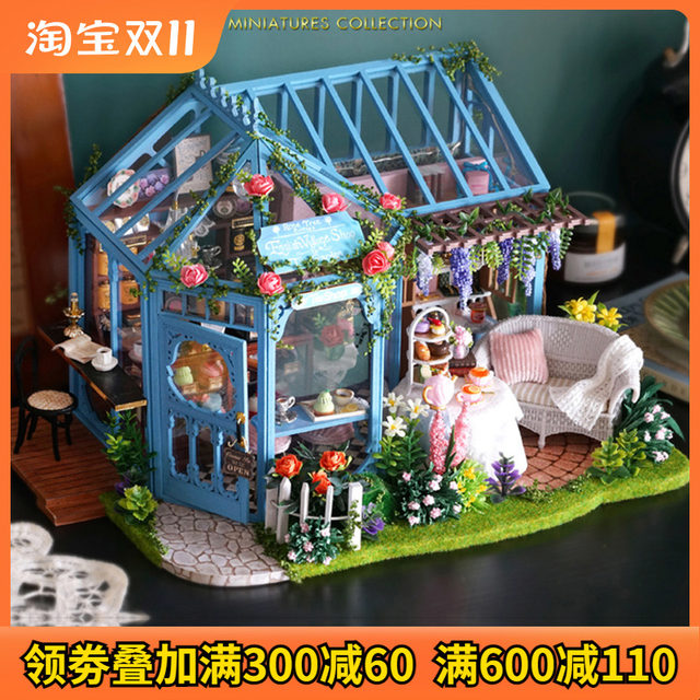 Wisdom house diy hut rose garden tea house handmade house model toy ...