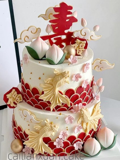 New Chinese style birthday fondant birthday cake 607080 for elders ...