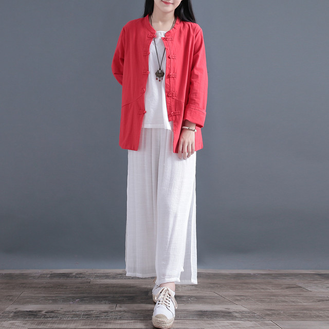 Literary Fan Chinese style spring cotton and linen lingering shirt ...