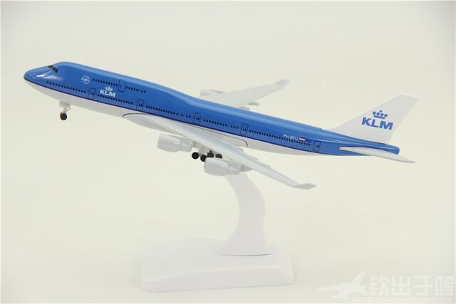 Solid alloy aircraft model Boeing B747-400 KLM passenger aircraft with ...