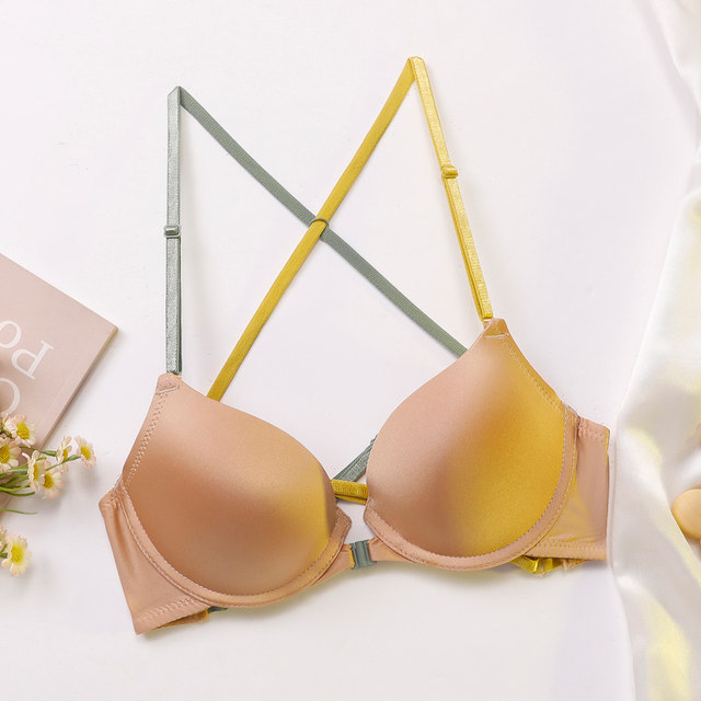 Korean ullala bra 2024 new style underwear feminine push-up front button beautiful back leopard ...