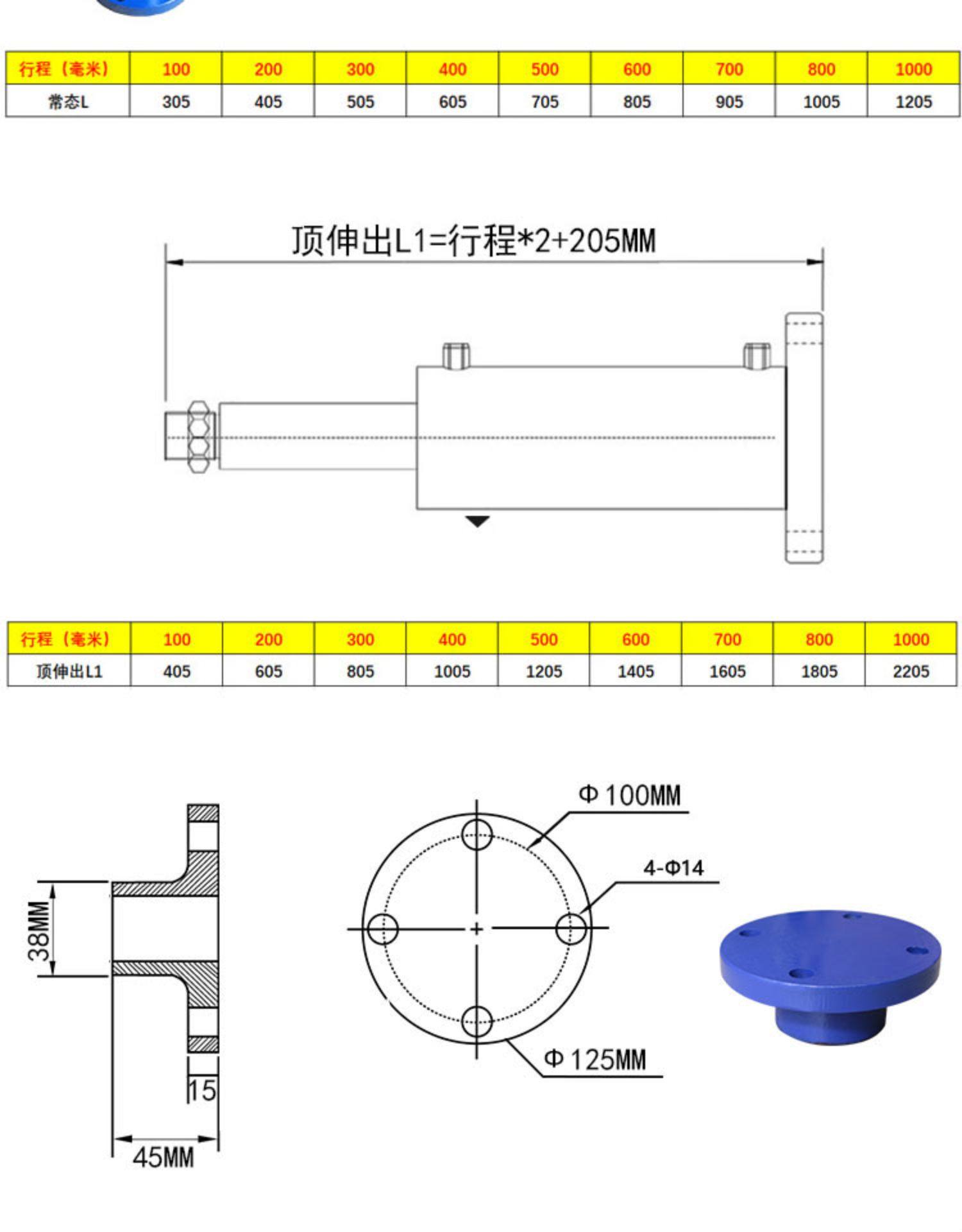 Cylindre hydraulique 63 alésage vérin bidirectionnel