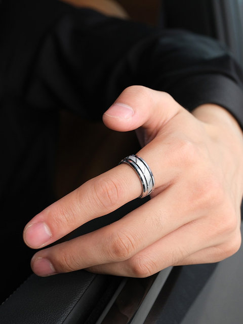 Saya ring men's tungsten gold high-end silver trendy men's personalized ...