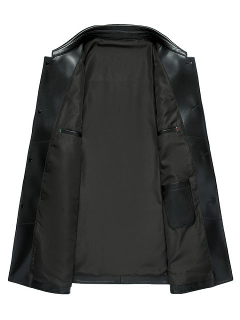Top-layer leather jacket for men's jacket for mid-length black lapel ...