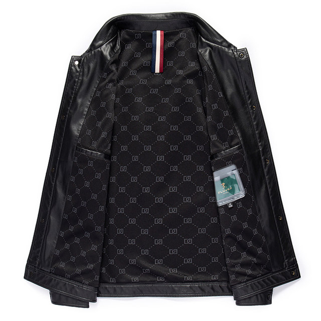 Haining Leather Men's Genuine Leather Jacket Black Lapel Basic Popular ...