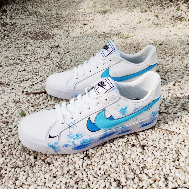 Customized sneakers Nike Court Royale spring sunny mountain white and ...