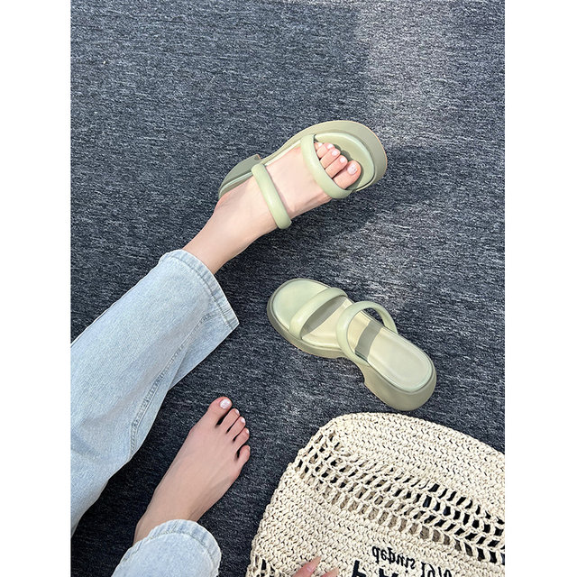 Fuji Orange thickened poop-stepping feeling~French retro thick-soled ...