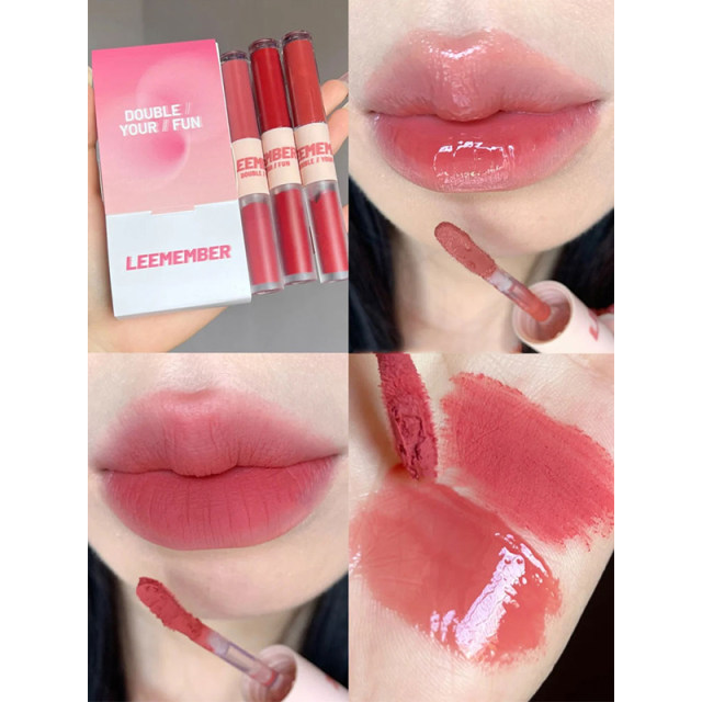 leemember limeng double-ended lip glaze fun04 chocolate black feather lip gloss mud lipstick ...