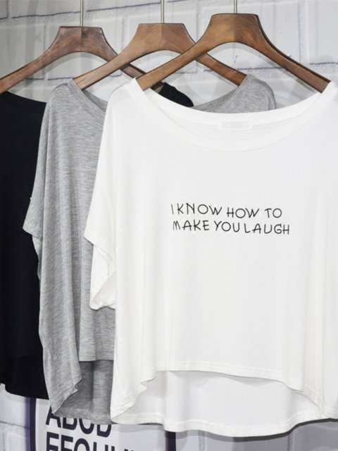 Soft skin -friendly letter print Short T -shirt women's summer loose ...