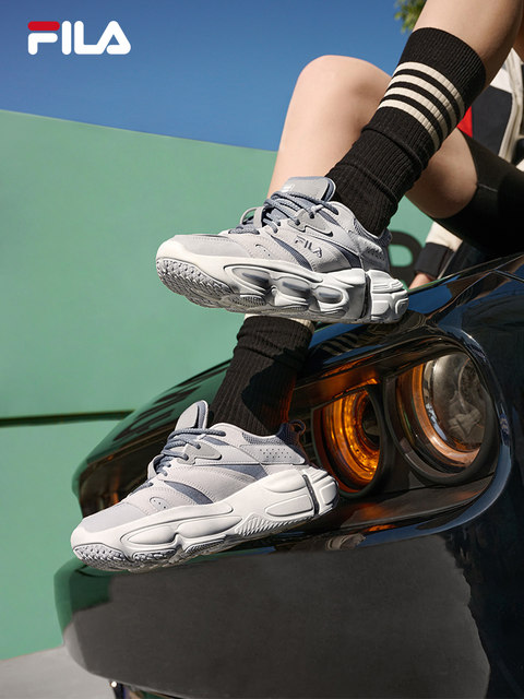 FILA official different shoes ET women's shoes dad shoes retro black ...