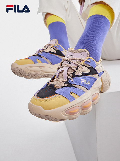 FILA official different shoes ET women's shoes dad shoes retro black ...