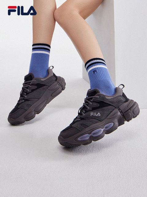 FILA official different shoes ET women's shoes dad shoes retro black ...