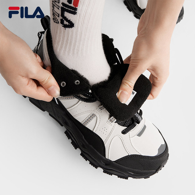 FILA Fei Le baby's breath plus velvet dad shoes women's shoes mid-top ...