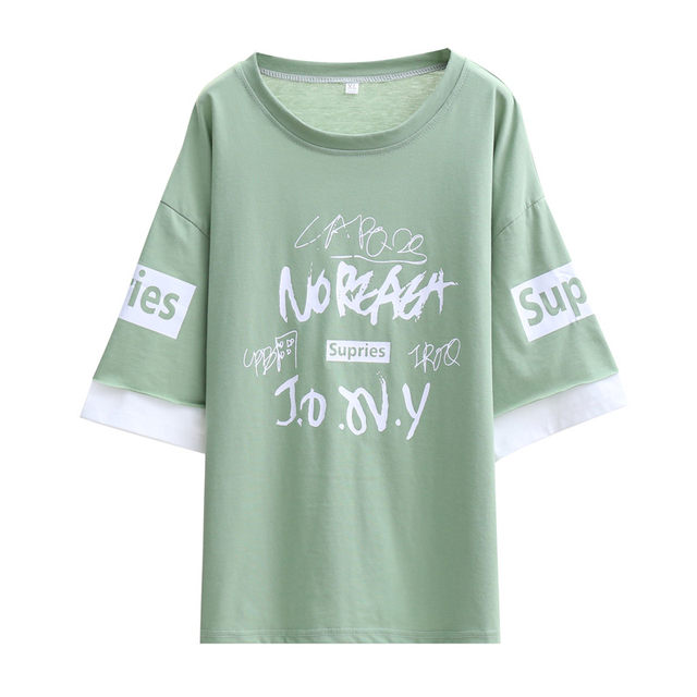 New style t-shirt for women with three-quarter sleeves, loose mid ...