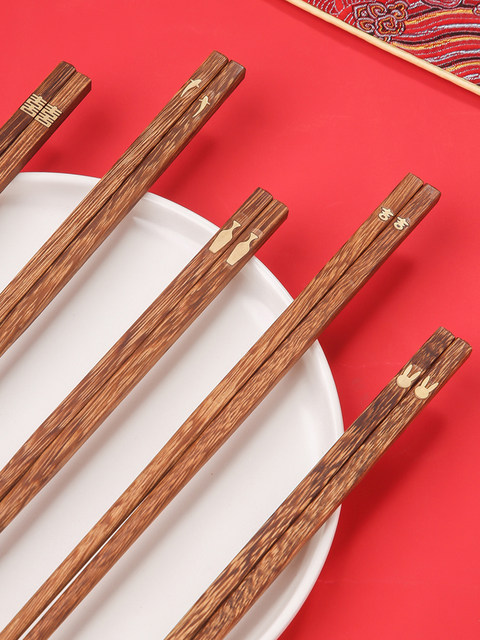 Household inlaid chicken wing wood chopsticks, non-slip, anti-mildew ...