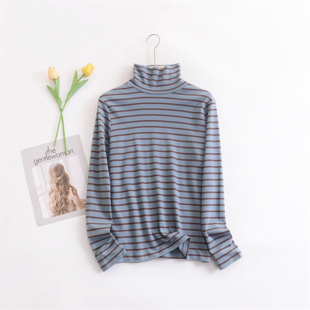Foreign trade original women's turtleneck pure cotton brushed bottoming ...