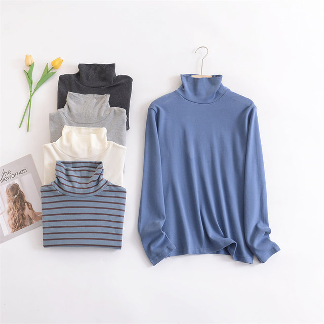 Only M100% pure cotton foreign trade original women's turtleneck ...