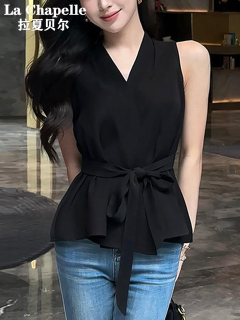 La Chapelle V-neck strap vest for women in summer thin niche design ...