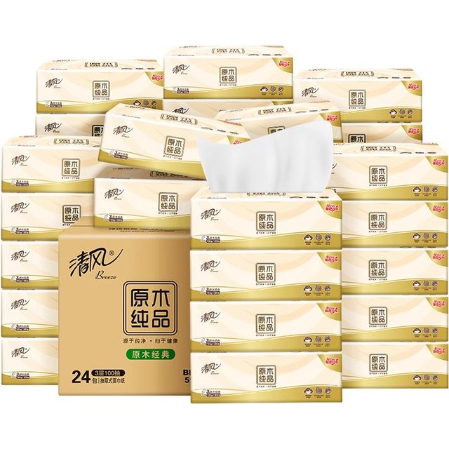 Qingfeng log pure paper household whole box 24 packs of paper towels ...