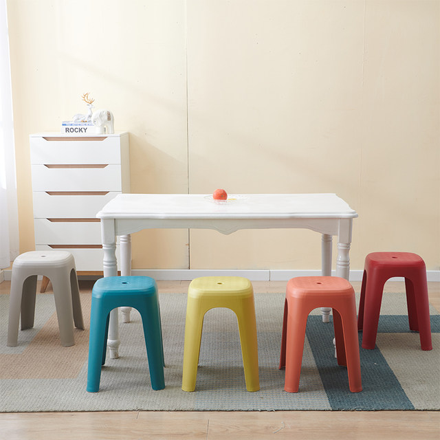 Plastic stool household thickened round stool modern simple creative ...