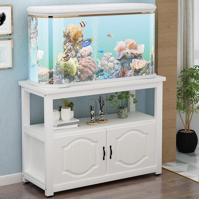 European fish tank cabinet living room partition metal fish tank bottom ...