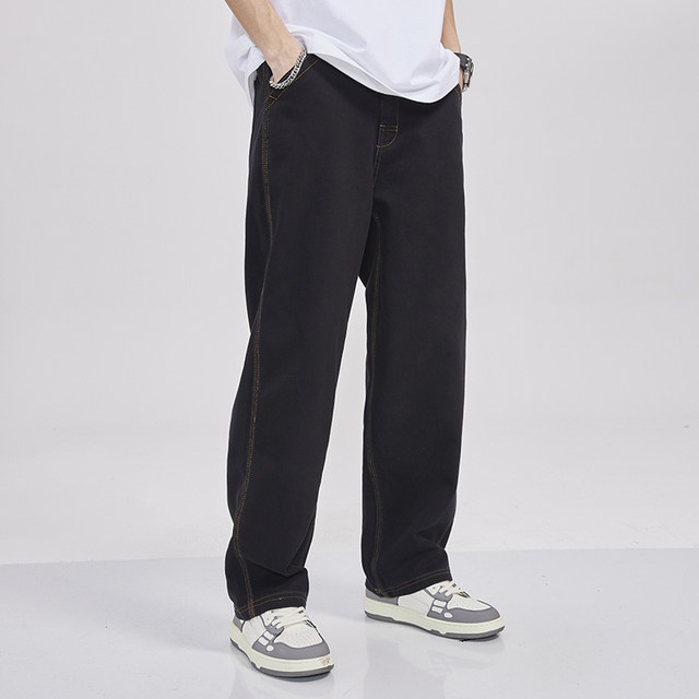 DKstore homemade Japanese cityboy simple bright line long overalls ...