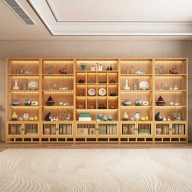 New Chinese style solid wood Bogu rack tea set rack Duobao cabinet tea ...