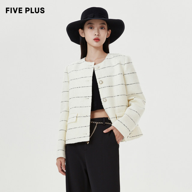 Women's Autumn French Style Jacket Women's Striped Duck Down Sandwich ...