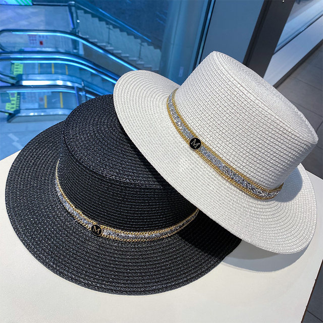 French Herbon Wind Straw Hat Female Summer Diamond Mid Hat Fashion ...