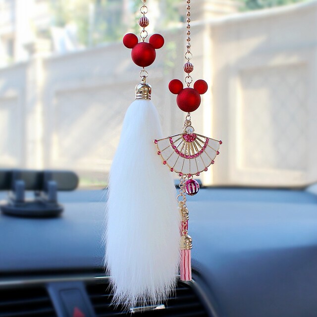Car pendant, high-end, creative, beautiful, feather rearview mirror ...