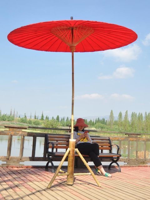 Mid -pillar umbrella water tank Outdoor parasol base Bamboo umbrella ...